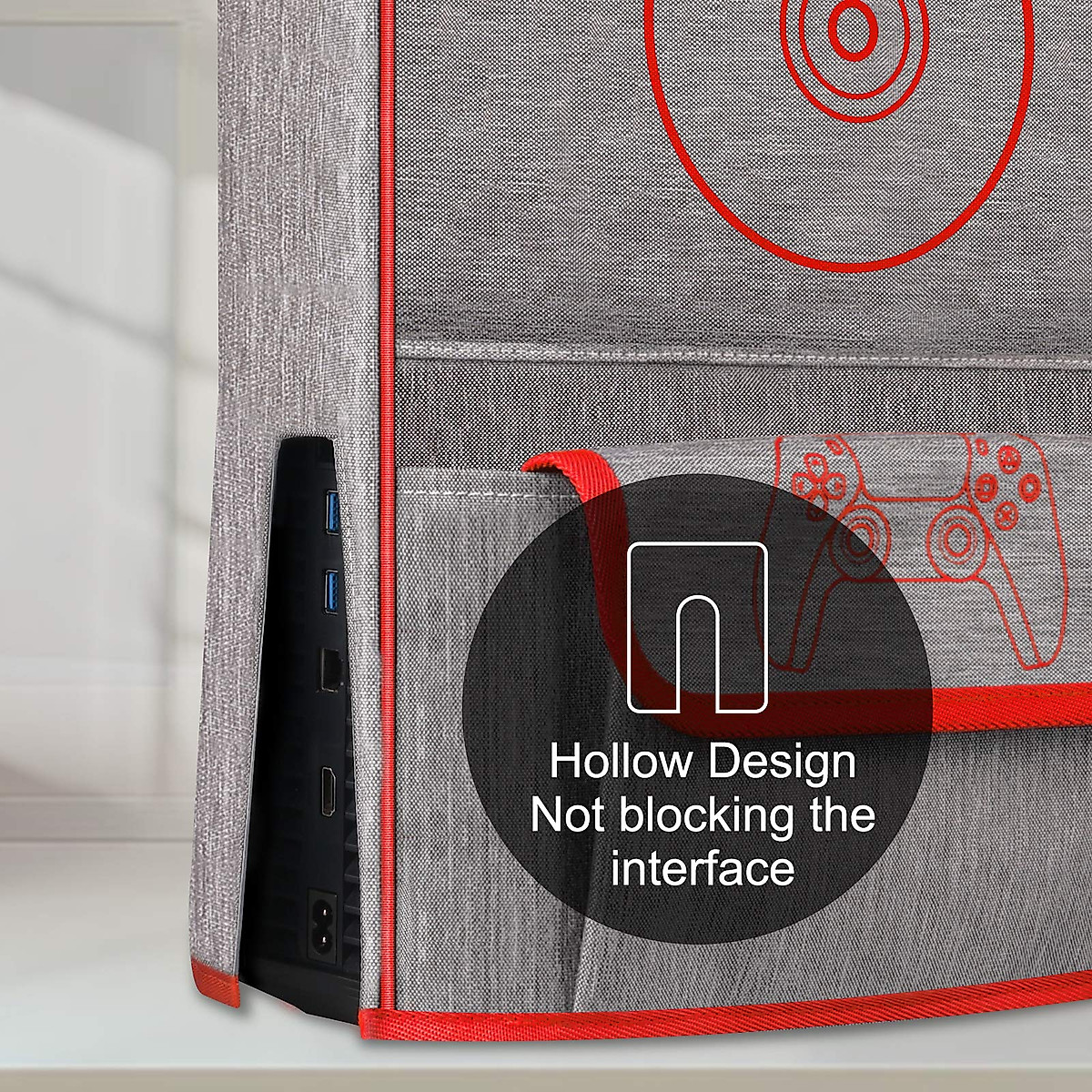 Eyglo Anti-Dust Cover for PS5 Sony PlayStation 5 Console Protective Cover Case -Anti Scratch and Waterproof, Support for PS5/Controllers/12 Game Discs (Red)