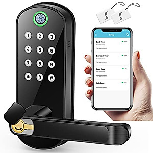 Smart Lock, Keyless Entry Door Lock, Smart Door Lock, Smart Lock for Front Door, Keyless Door Lock, Fingerprint Door Lock, Biometric Door Lock, Keypad Door Lock, Digital Door Lock (Black)