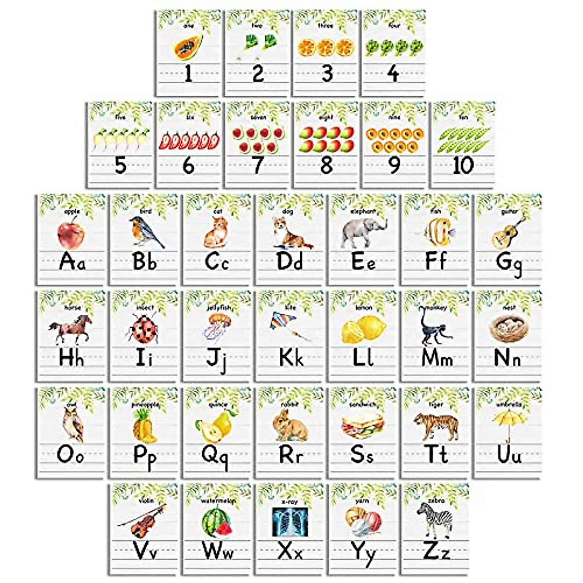 36 Classroom Alphabet Bulletin Board Set Alphabet Line for Classroom Wall ABC and Number Strip Border Alphabet Posters Kids Educational Learning Card for Kindergarten Preschool Classroom Decorations