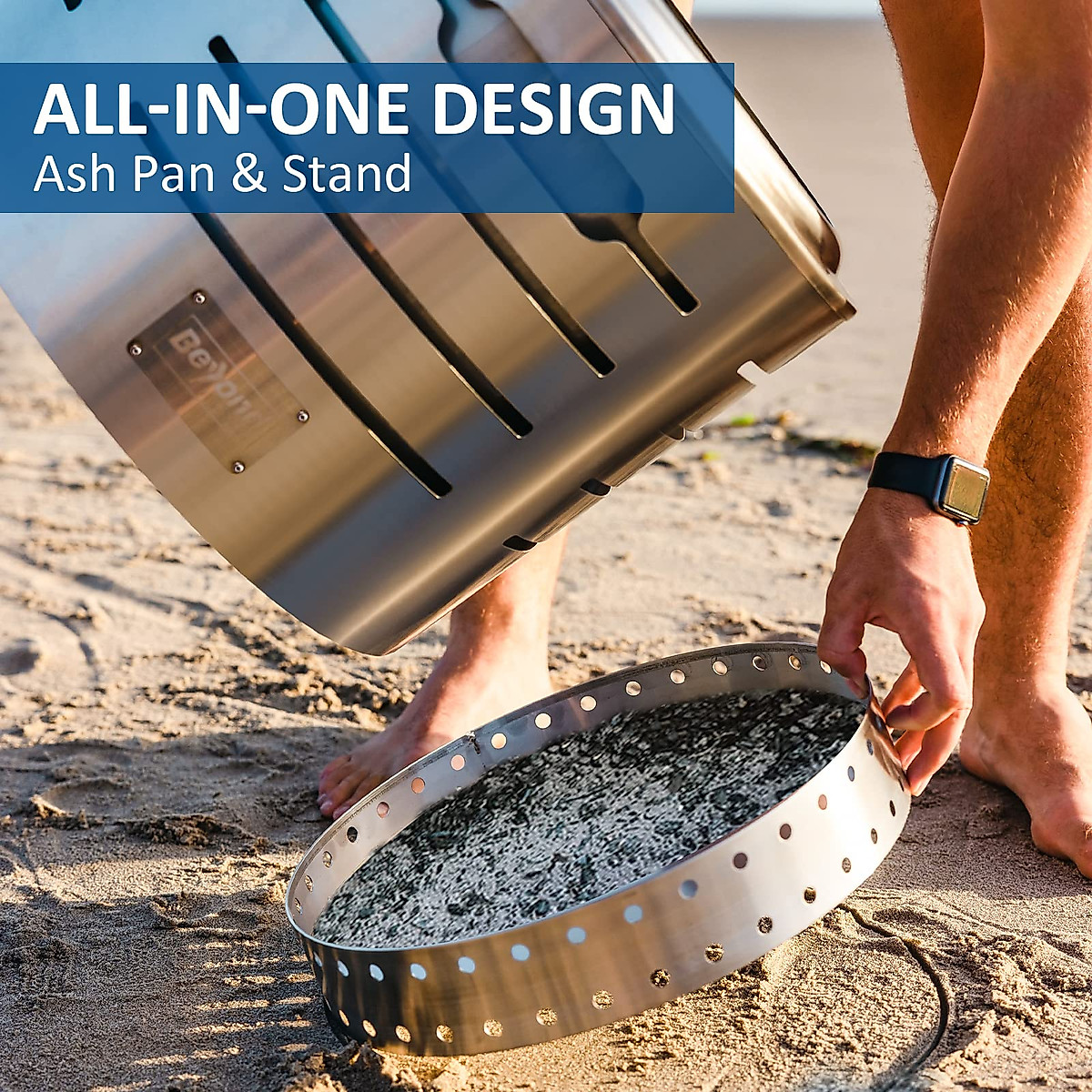 BeyondHOME 19.3 Inches Smokeless Instant Fire Pit, Stainless Steel Fire Pit Wood Burning with Ash Pan, Bonfire Stand, 10 Second Setup, Suitable for Outdoor Camping, Garden