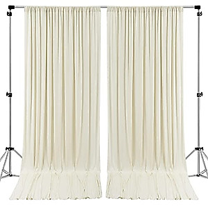 10 ft x 10 ft Wrinkle Free Ivory Backdrop Curtain Panels, Polyester Photography Backdrop Drapes, Wedding Party Home Decoration Supplies