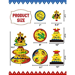 WERNNSAI Mexican Fiesta 3-Tier Cupcake Stand, Yellow, Paper