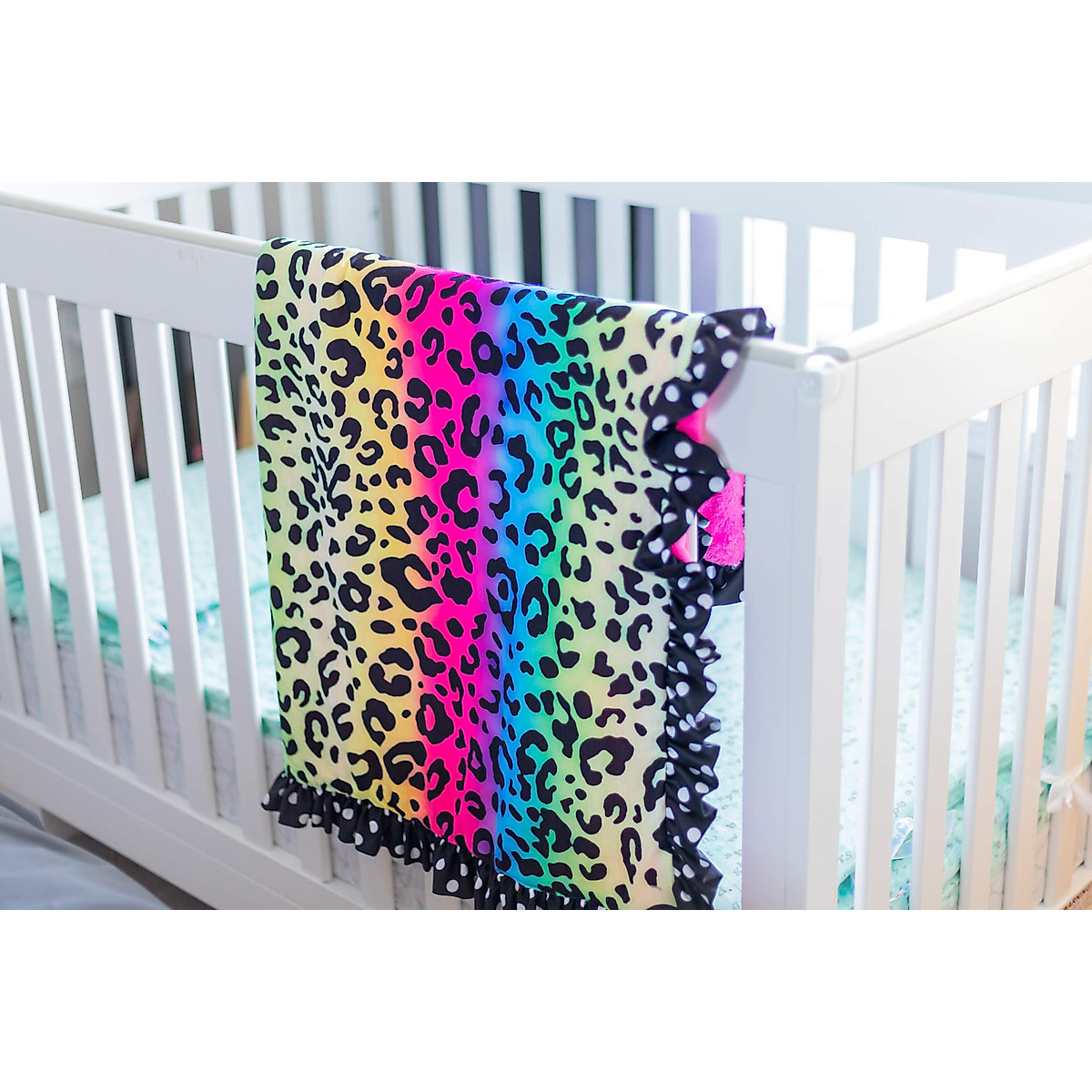 CandyJane Baby Blanket for Girls, Infant, Toddler, Rainbow Leopard Print, Super Soft Minky Fabric, 30 X 40 Inch (CJLBB1984)