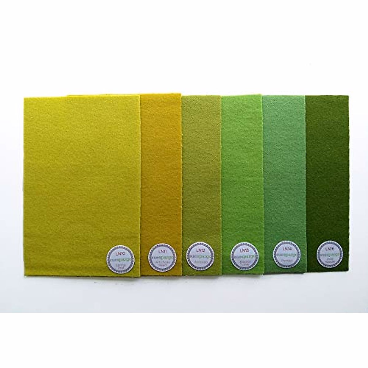 Sue Spargo 1/64 Cuts of Merino Wool Fabric, Pack of Six Colors - Greens