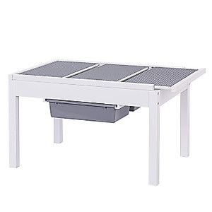 UTEX 2-in-1 Kid Activity Table with Storage for Older Kids, Large Play Table for Kids,Boys,Girls, White