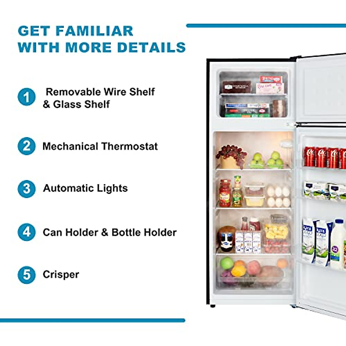 Frestec 7.4 CU' Refrigerator with Freezer, Apartment Size Refrigerator Top Freezer,2 Door Fridge with Adjustable Thermostat Control,Freestanding, Silver (FR 742 SL)