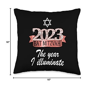 2023 Festive Black Rose Decor Bat Mitzvah Quote Throw Pillow