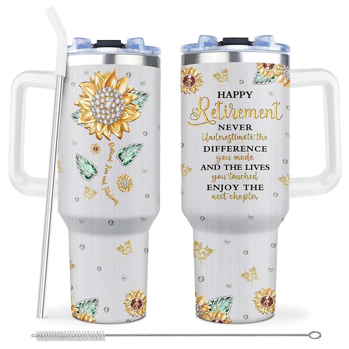 Biomlon Retirement Gift for Woman 2025 Tumbler 40oz, Happy Retirement Party Decorations, Retired/Going Away/Leaving Gifts for Woman/Coworker/Friend/Teacher/Nurse