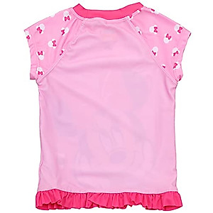 Disney Infant Girl's 2 Piece Minnie Mouse Rashguard Top and Swim Bottom Set, Pink, 24 Months