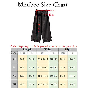 Minibee Women's Wide Leg Pants Loose Layer Capris Palazzo Elastic Waist Trousers Brown XL