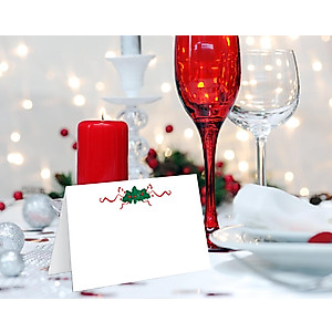 25 Pack Christmas Tent Place Cards, Place Cards for Table Setting, Folded Eggshell Paper Name Tent Cards for Christmas Holiday Dinner Decorations - CM01