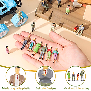 Juexica 50 Pcs Mini People Figurines 1: 50 Scale Model Trains Architectural Painted People Figures Tiny People Plastic Miniature Figurines Sitting Standing People for Miniature Scenes (Stylish Style)