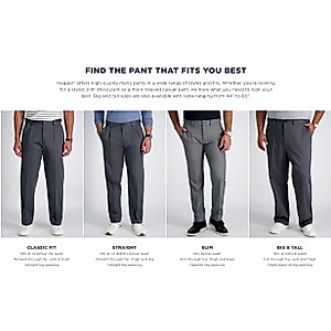 Haggar mens Eclo Stria Expandable-waist Pleat-front dress pants, Khaki, 38W x 32L US
