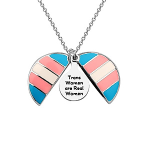 CENWA Transgender Pride Gift Trans Pride Jewelry Trans Women Are Real Women Open Locket Necklace (Trans Women N)