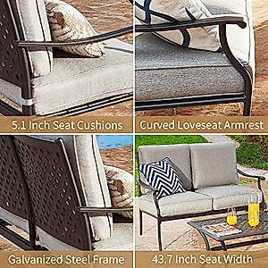 PatioFestival Patio Loveseat Set All Weather 2-Person Cushioned Outdoor Sofa Bench with Coffee Table(2 Pcs,Grey)