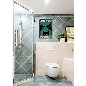 Black Cat Are You Pooping Funny Tin Signs Bathroom Wall Decor 8 x 12 Inch (918)