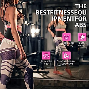 ZPP Waist Trimmer Belt for Women and Men, Sweat Band Waist Trainer Belt, Belt Tummy Toner Low Back and Lumbar Support with High-Intensity Training & Workouts (Pink M)