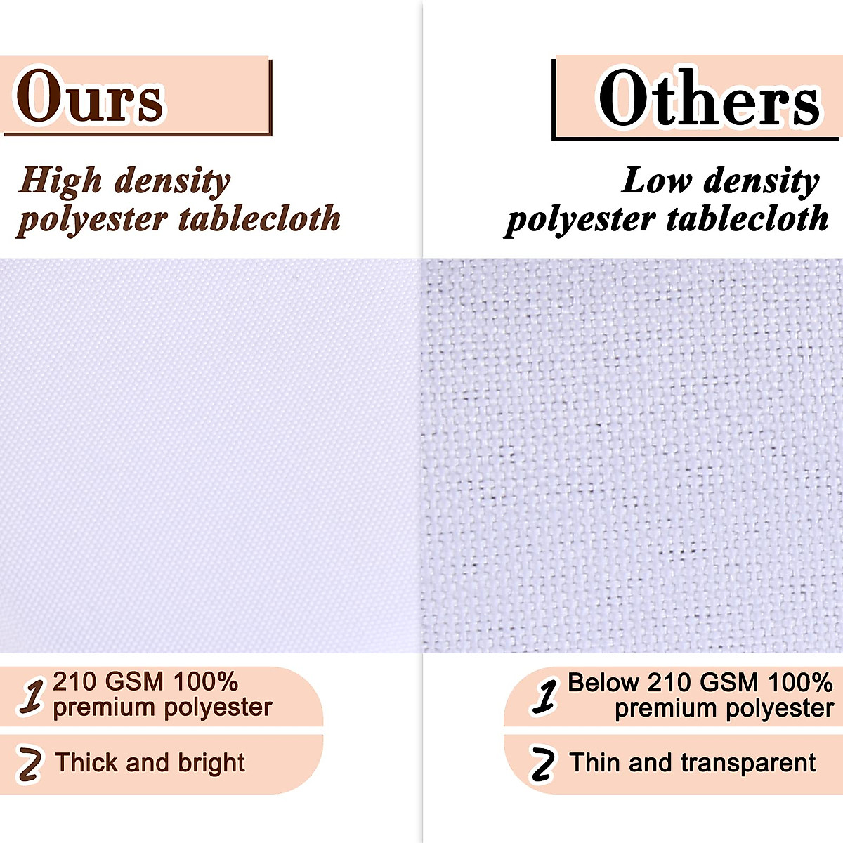 Kesfey 6 Packs White Table Cloths Rectangle 60 x102 inch High Density Washable Polyester Fabric White Tablecloths for 6 Foot Tables Rectangle Wrinkle Resistant Tablecloth for Parties Wedding Banquet