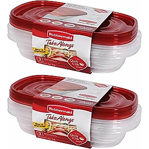 Rubbermaid Take Alongs 4-cup Rectangle Containers, 2-Pack of 3
