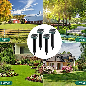 Mole Repellent Solar Powered 4 Pack,Snake Vole Repellent Outdoor, Gopher Repellent Ultrasonic Solar Powered for Lawn Garden Waterproof, Sonic Mole Spikes,Get Rid of moles Groundhog Chipmunk Repellent