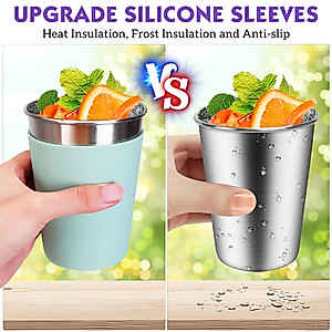 IEBIYO 6 Pack Kids Cups with Straws and Lids Water Spill Proof Toddlers Mugs with Colorful Silicone Sleeves Stainless Steel Cups Tumblers for Cold & Hot Drinks for Children and Adults （12oz