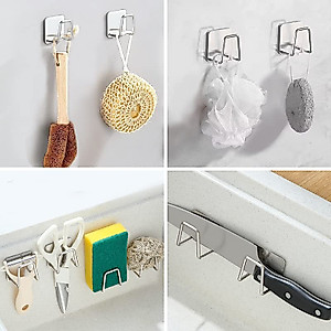 yeulluey 4Pcs Sponge Holder for Kitchen Sink, Strong Adhesive Small Sink Caddy Rustproof Waterproof Quick Drying Dish Holder SUS304 Stainless Steel