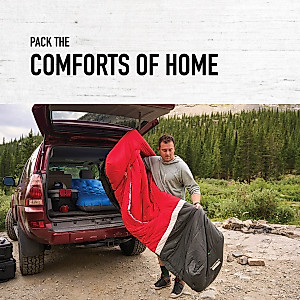 Sierra Designs Frontcountry Bed: Zipperless 20 Degree Synthetic Sleeping Bag, Long Red/Black