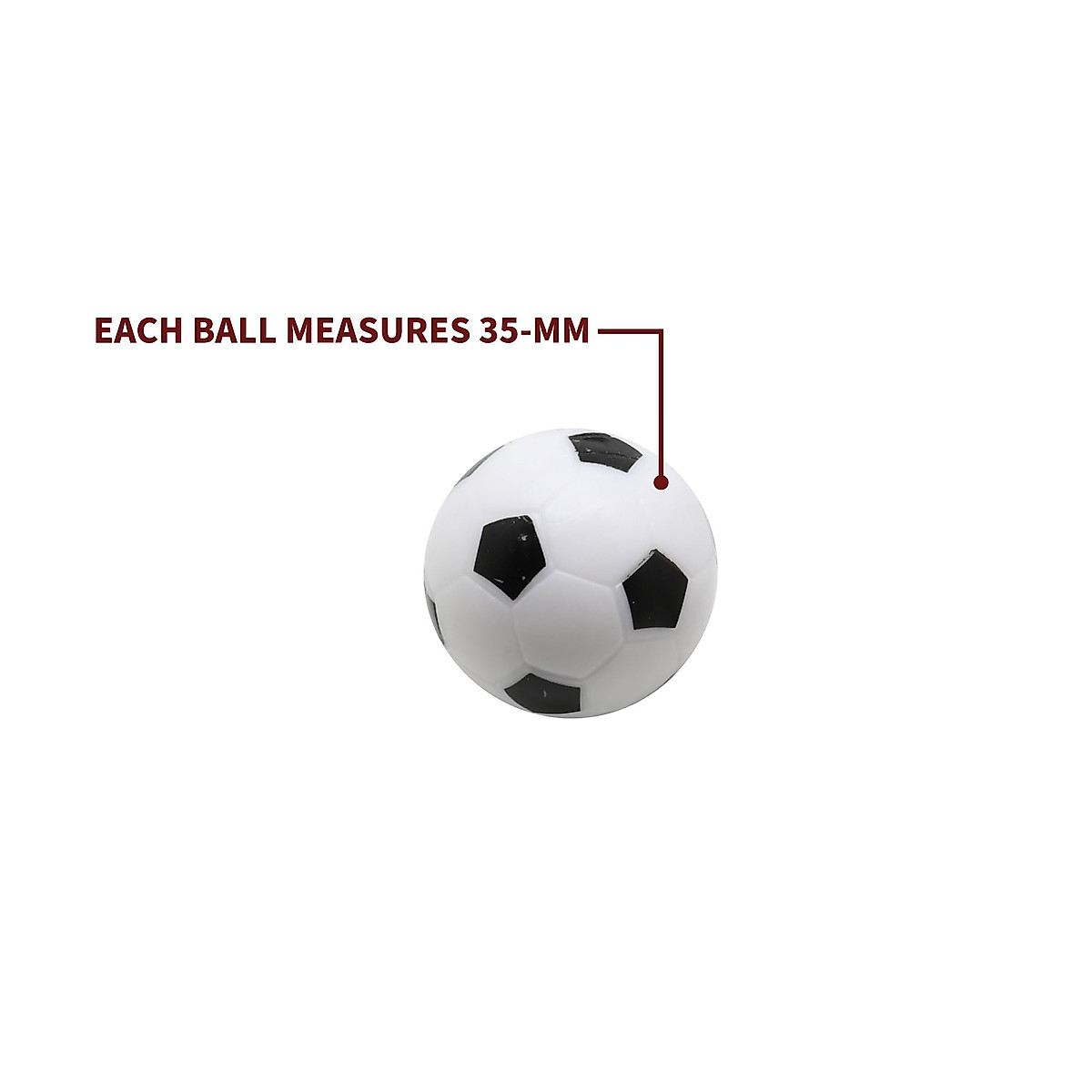 Hathaway 6-Pack Replacement 35-mm Regulation Sized ABS Foosballs for Game Room Arcade Table Soccer, White/Black, (BG50380)