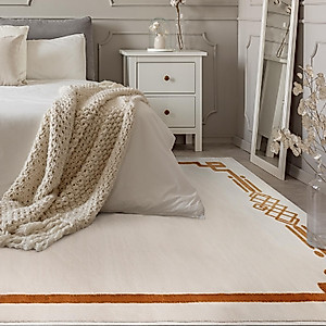 Antep Rugs Babil Gold 8x10 Modern Bordered Indoor Area Rug, Black, 7'10" x 10'