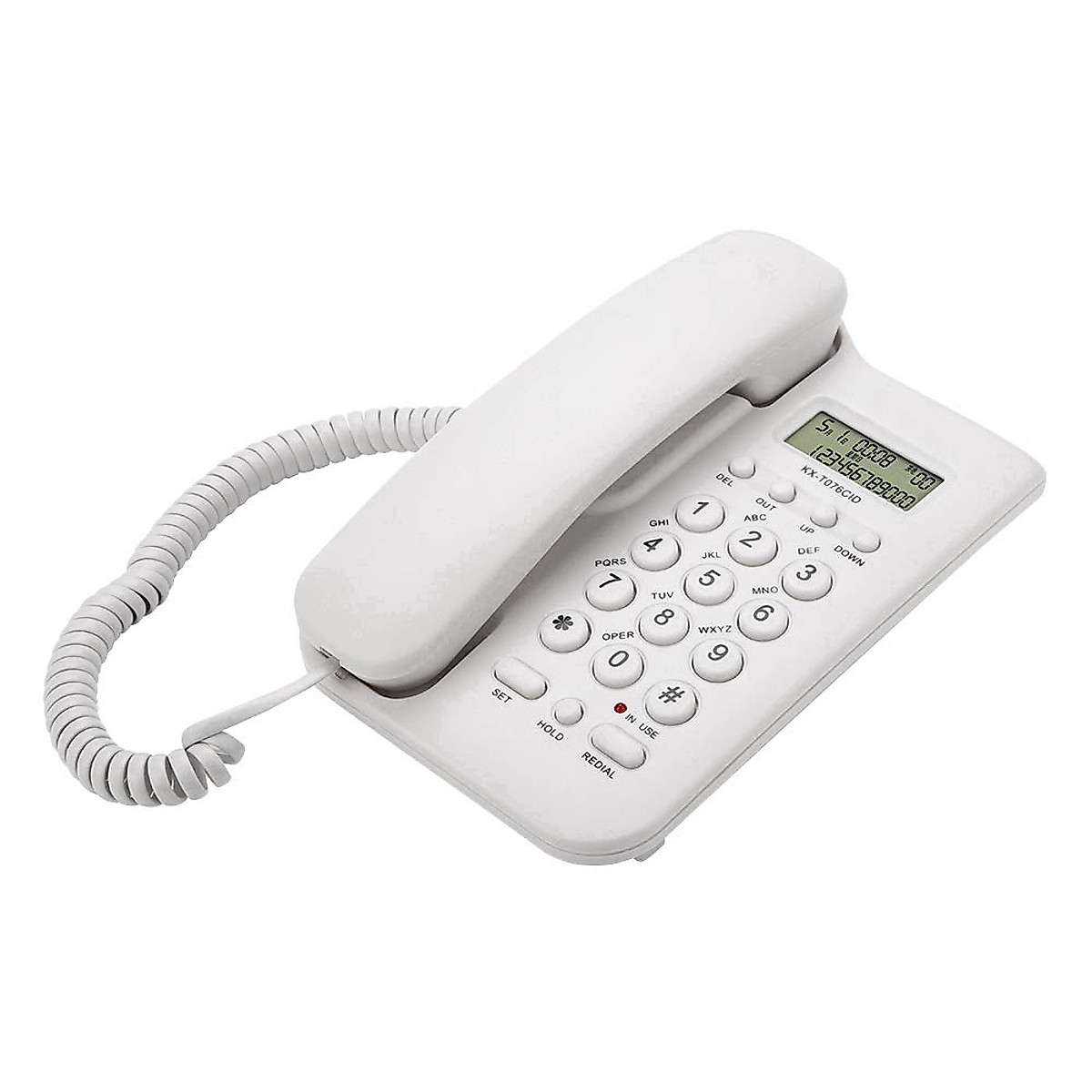 Corded Telephone, Landline Wall Pone Desktop Wired Handset Telephone with Caller ID, Calls Display for Office Home Hotel (White)