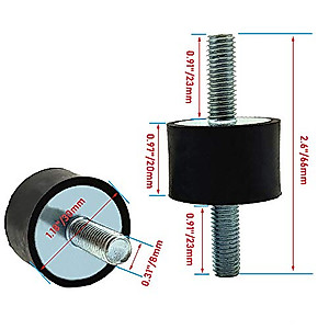 M8x23mm Rubber Studs Shock Absorber Anti-Vibration Isolator Mounts, 30x20mm Rubber Cylindrical Vibration Isolation Mount for Air Compressors Garage Motor Diesel Engines 4 PCS, with 8PCS M8 Locknuts