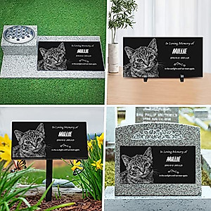 Personalized Human Memorial Stones Black Granite Memorial Garden Stone 12x6 Inches Engraved with Photo Name Date Memorial Stones for Loved Ones Personalized or Dog Cat Pet Memorial Stones