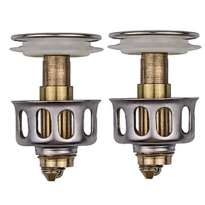 BSTOB Universal Wash Basin Bounce Drain Filter, Sink Drain Stopper Up Bathroom Sink Drain Plug with Basket, Kitchen Bathroom Strainer Sink Drain Stopper