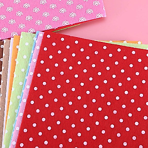 20pcs 15x15 cm Felt Fabric Sheet Dot Printed Felt Pack Squares Nonwoven Patchwork for DIY Kids Crafting Sewing