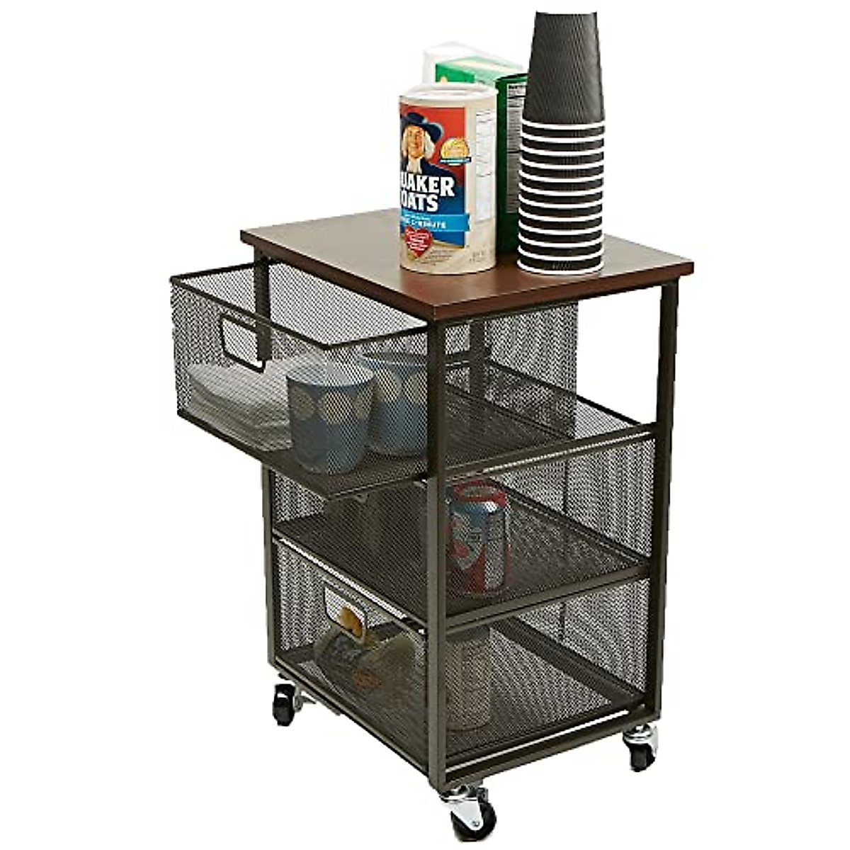 Mind Reader Rolling Storage Cart with 3 Drawers, File Storage Cart, Utility Cart, Office Cart Drawer Storage, Bathroom Storage