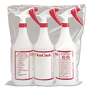 Boardwalk 03010 Trigger Spray Bottle, 32 oz, Clear/Red, HDPE, 3/Pack