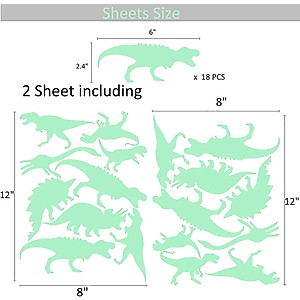 Supzone 18 pcs Dinosaurs Wall Decals Luminous Stickers Glow in The Dark Light Dino Wall Stickers Removable Vinyl DIY Wall Decor for Boys Playroom Bedroom Classroom Living Room Nursery Room