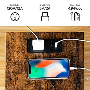 HOOBRO Side Table with Charging Station, Set of 2 End Tables with USB Ports and Outlets, Nightstand with 2-Layer Storage Shelves for Small Spaces, Living Room, Bedroom, Rustic Brown BF09UBZP201