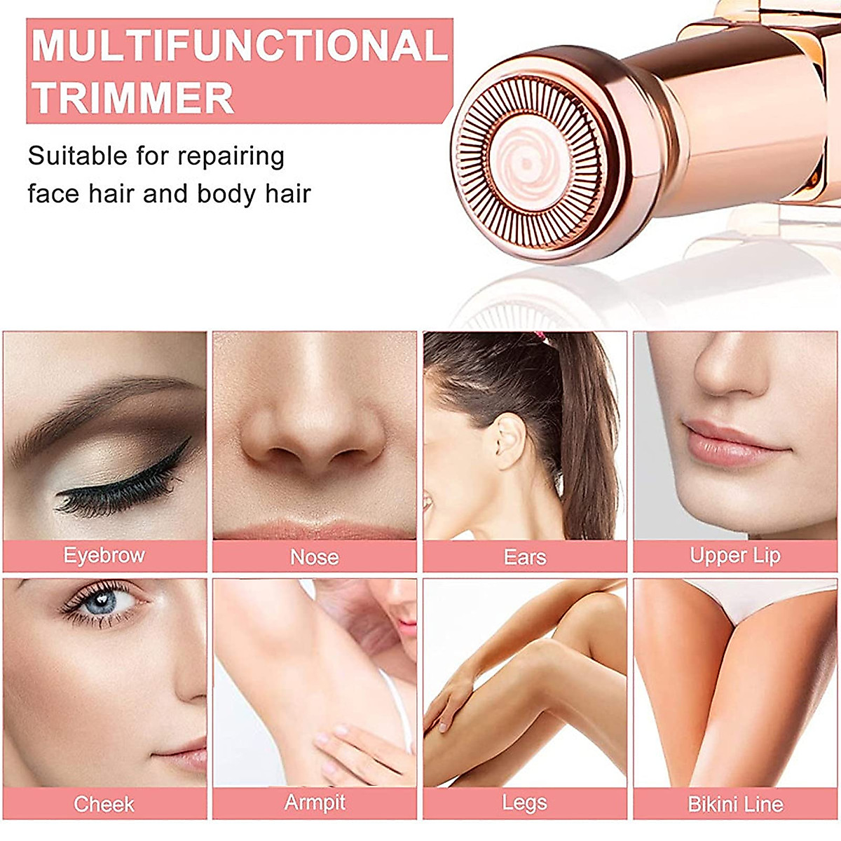 Facial Hair Removal for Women, 2 In1 Eyebrow Epilator Eyebrow Trimmer Body Hair Groomers Electric Hair Remover for Eye Brows Hair Removal Lip Hair Shaver Facial Hair Removal Device