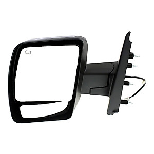 Kool Vue Driver Side Power Heated Mirror for Nissan NV2500 NV3500 NV1500 2012-2021 Manual Fold With Spotter Glass; Without Signal Light Chrome