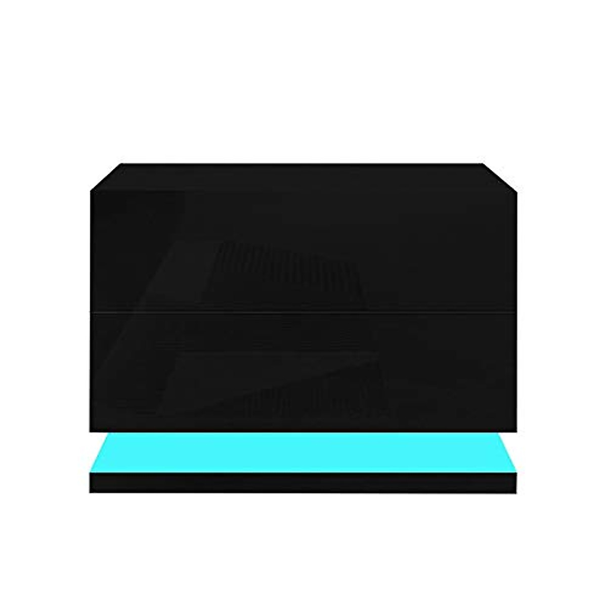 Nightstand with 2 Drawers,Nightstand with LED Lights Bedside Table Tall End Table Storage Cabinet for Bedroom Furniture (Black)