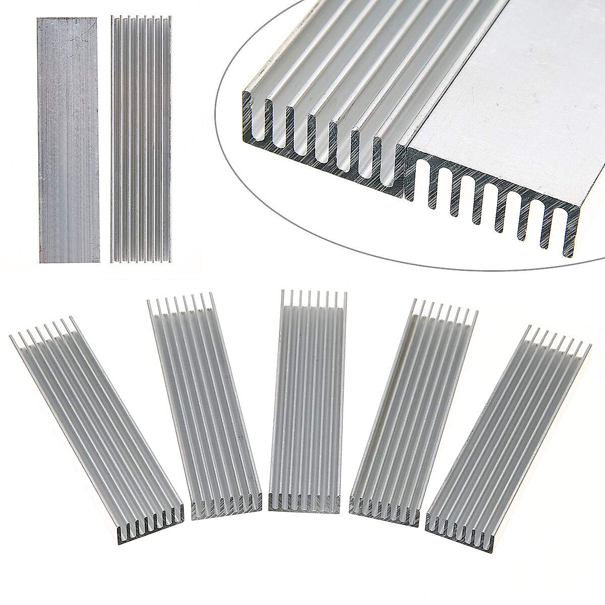 5PCS 100 * 25 * 10mm Aluminum Chip Heat Sink Heatsink Cooling LED Power IC Transistor