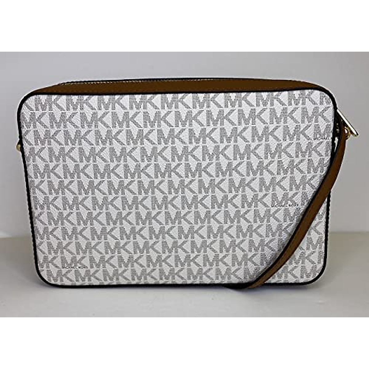 Michael Kors MICHAEL Michael Kors Jet Set Travel Large EW Crossbody bundled with SM TZ Coinpouch Wallet Purse Hook (Signature MK Vanilla)