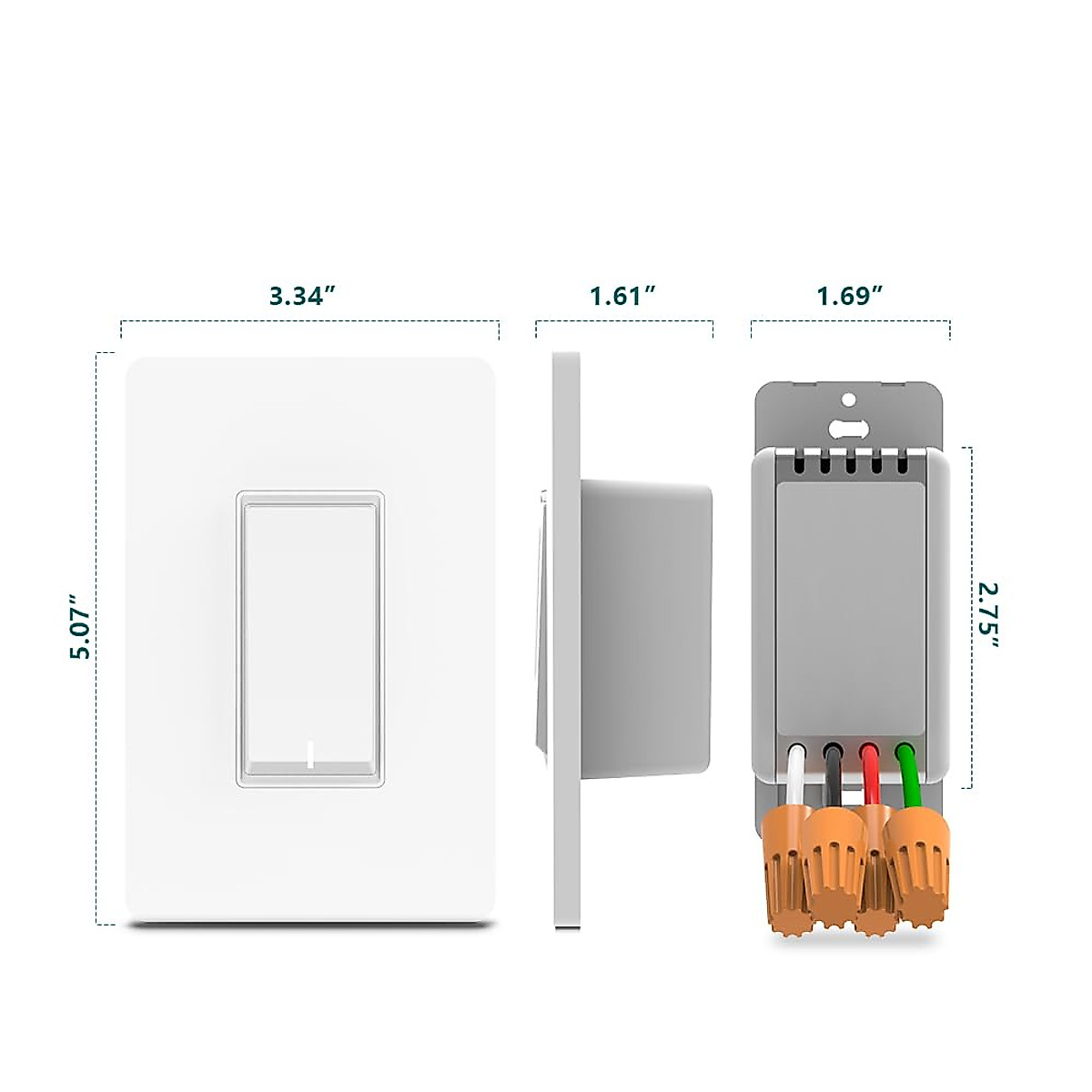 TREATLIFE Single Pole Smart Light Switch, Neutral Wire Required, 2.4Ghz Wi-Fi Light Switch, Works with Alexa and Google Home, Schedule, Remote Control, ETL Listed