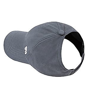 Women Summer Sunshade Baseball Caps with Ponytail Hole Backless Tie Horsetail Visors Hollow Solid Caps (Grey, One Size)