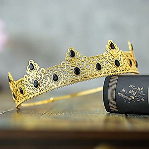 Birthday King Crown and Birthday King Sash,Birthday Gifts For Men , Birthday Party Prom Decoration For Men (Gold-1)
