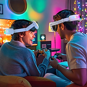 BROKELIT RGB Head Strap with Battery for Meta Quest 3S/Quest 3, 12000mAh Battery Pack for Extended 8H of Playtime, Fast Charging VR Power, Adjustable Elite Strap Enhanced Support and Balance in VR