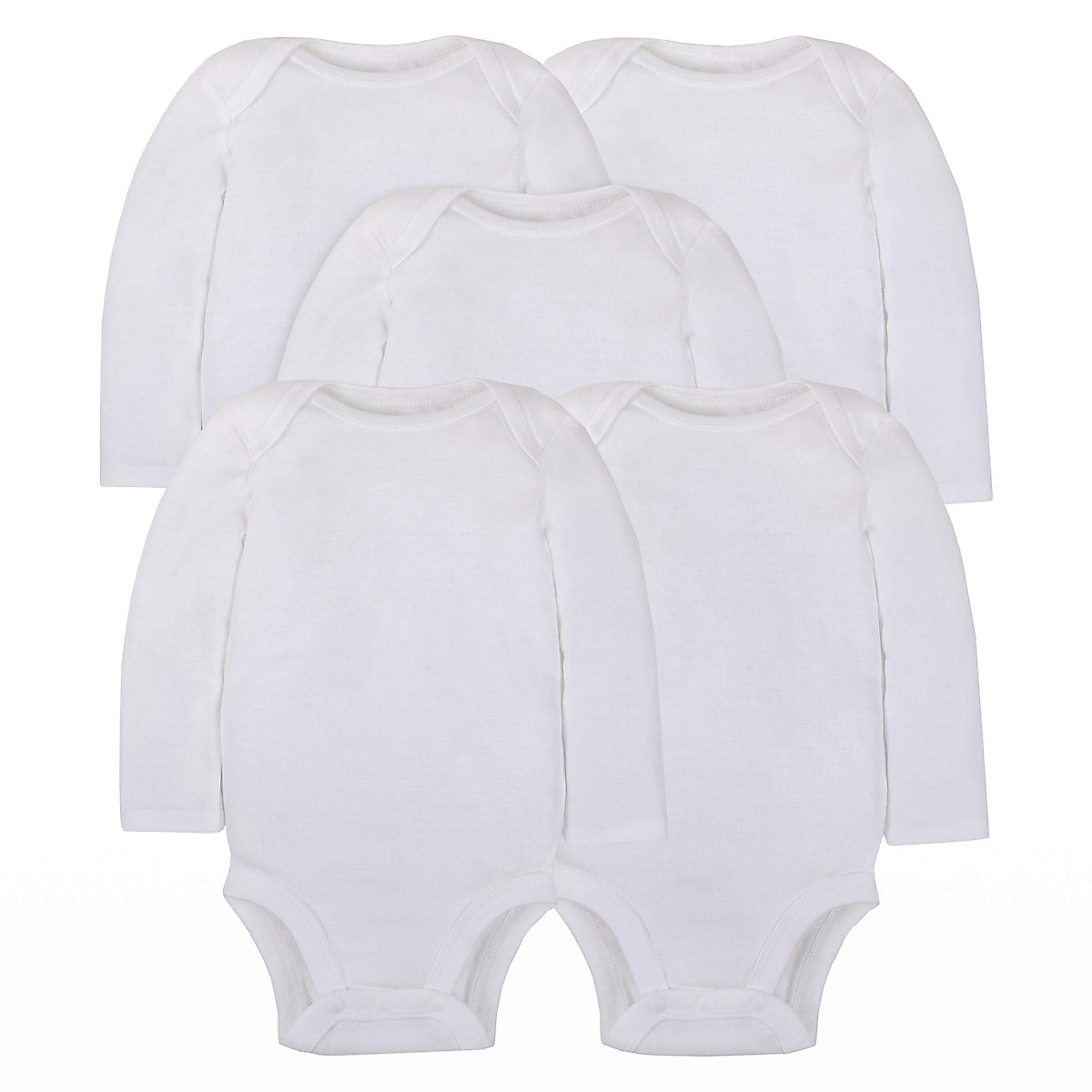 Lamaze Organic Baby baby boys Organic 5 Pack Longsleeve Bodysuits Layette Set, Solid White, 12 Months US