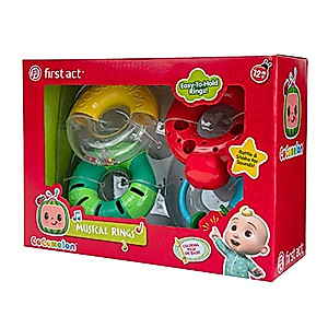 CoComelon Musical Rings - Pack of 4 Colorful Musical Rings - Sensory Play - Shake, Rattle, Jingle - Unique Sounds - Sensory Engagement - Fun Play for Children and Babies