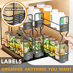SpaceAid Pull Out Spice Rack Organizer for Cabinet, Heavy Duty Slide Out Seasoning Kitchen Organizer, Cabinet Organizer, with Labels and Chalk Marker, 7.7" W x10.75 D x10 H, 3 Drawers 2-Tier